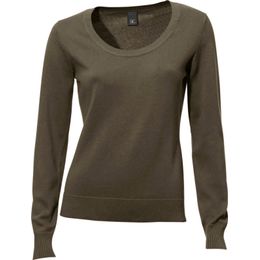 Heine Damen Rundhalspullover aus Feinstrick oliv Gr&ouml;&szlig;e 50