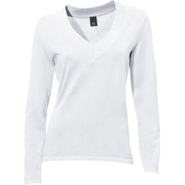 Heine Damen V-Ausschnitt-Pullover aus reiner Baumwolle wei&szlig; Gr&ouml;&szlig;e 42