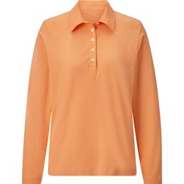 CR&Eacute;ATION L Damen Langarm-Poloshirt in reiner Baumwoll-Qualit&auml;t orange Gr&ouml;&szlig;e 36
