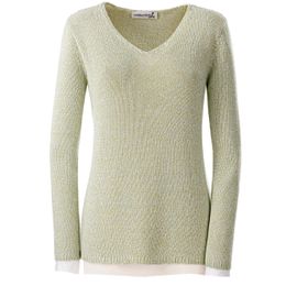 CR&Eacute;ATION L Damen Strickpullover aus Melangegarn gr&uuml;n-meliert Gr&ouml;&szlig;e 52
