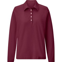 CR&Eacute;ATION L Damen Langarm-Poloshirt in reiner Baumwoll-Qualit&auml;t bordeaux Gr&ouml;&szlig;e 42