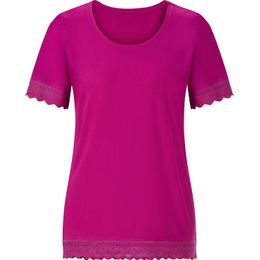CR&Eacute;ATION L Damen Spitzenshirt mit gebogter Spitze fuchsia Gr&ouml;&szlig;e 38