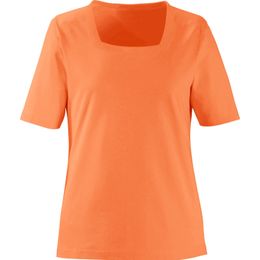 CR&Eacute;ATION L Damen Kurzarmshirt mit Karree-Ausschnitt orange Gr&ouml;&szlig;e 48