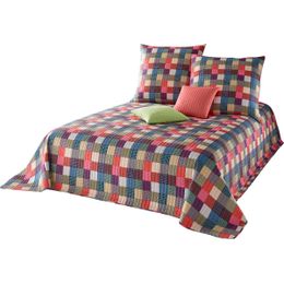 HEINE HOME unisex Tagesdecke rot-bunt Gr&ouml;&szlig;e 80x80 cm - 1 Kissenbezug