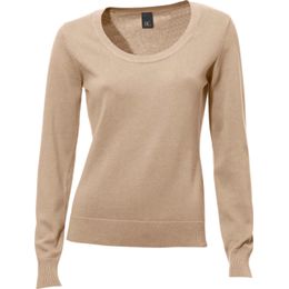 Heine Damen Rundhalspullover aus Feinstrick beige Gr&ouml;&szlig;e 42