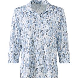 CR&Eacute;ATION L Damen Poloshirt mit Bio-Baumwolle eisblau-steingrau-bedruckt Gr&ouml;&szlig;e 52