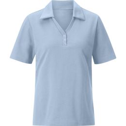 CR&Eacute;ATION L Damen Poloshirt mit Druckknopf-Leiste hellblau Gr&ouml;&szlig;e 38