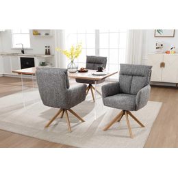Riess Ambiente Drehbarer Stuhl BIG GEORGE grau Strukturstoff Eichenholz mit Armlehne Riess-Ambiente Landhaus Modern Natur Skandinavisch