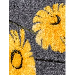 Grund unisex Badgarnitur grau-gelb Gr&ouml;&szlig;e 47x50 cm + 45x50 cm - Deckelbezug + WC Vorlage ohne Ausschnitt