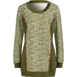 CR&Eacute;ATION L Damen Sweatshirt in Longform olive-wei&szlig;-meliert Gr&ouml;&szlig;e 38