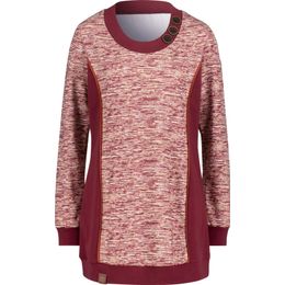 CR&Eacute;ATION L Damen Sweatshirt in Longform dunkelrot-wei&szlig;-meliert Gr&ouml;&szlig;e 48