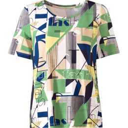 CR&Eacute;ATION L Damen Kurzarmshirt in Viskose-Qualit&auml;t nachtblau-apfel-bedruckt Gr&ouml;&szlig;e 44