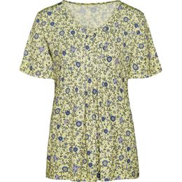 CR&Eacute;ATION L Damen Print-Shirt mit Falte vorne zitrone-jeansblau-bedruckt Gr&ouml;&szlig;e 40