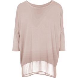 Heine Damen Oversize-Shirt mit Chiffon-Saum puder Gr&ouml;&szlig;e 36/38