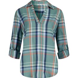CR&Eacute;ATION L Damen Flanellbluse mit gro&szlig;em Karo dunkelblau-jade-meliert Gr&ouml;&szlig;e 38
