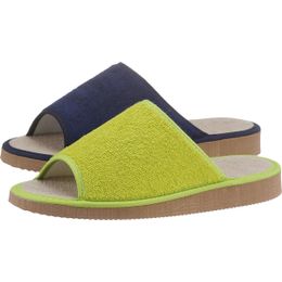 Damen Pantoffel pistazie + marine, Gr&ouml;&szlig;e 38