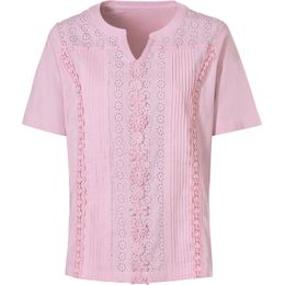 CR&Eacute;ATION L Damen Kurzarmshirt mit Madeira-Spitze ros&eacute; Gr&ouml;&szlig;e 38