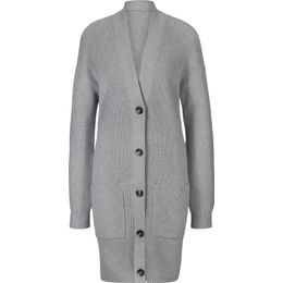 Heine Damen Longstrickjacke mit 2 Taschen grau-meliert Gr&ouml;&szlig;e 38