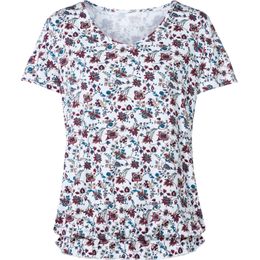 CR&Eacute;ATION L Damen Print-Shirt mit Volant am Saum wei&szlig;-kirsche-bedruckt Gr&ouml;&szlig;e 46