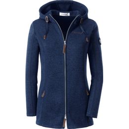 CR&Eacute;ATION L Damen Kapuzenfleecejacke mit Umlegekragen marine-meliert Gr&ouml;&szlig;e 38