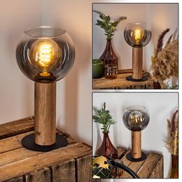 hofstein Vouhet Tischleuchte Braun, Holzoptik, Schwarz, 1-flammig