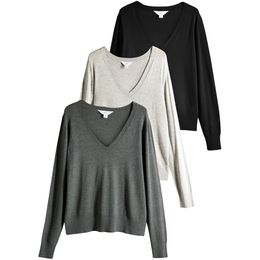 The Set Pullover Damen Gr&ouml;&szlig;e XL hellgrau / dunkelgrau / schwarz
