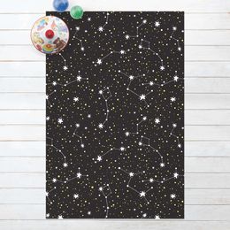 Vinylteppich - Gezeichneter Sternenhimmel mit Gro&szlig;em Wagen - Illustration schwarz Himmel Vinylmatte Himmel Kinderzimmer