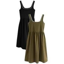 next Kleid Damen Gr&ouml;&szlig;e 52 khaki / schwarz / wei&szlig;