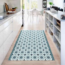 Bilderwelten Vinylteppich Geometrischer Fliesenmix Blume T&uuml;rkis