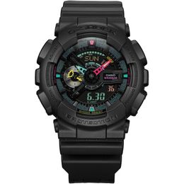 Casio G-SHOCK Chronograph Quarzuhr, Armbanduhr, Herrenuhr, digital, bis 20 bar wasserd.Resinarmband schwarz-bunt Markanter Herrenchronograph