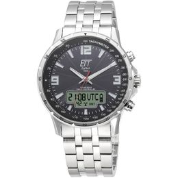 ETT Funkchronograph &raquo;Professional&laquo; Armbanduhr, Herrenuhr, Stoppfunktion, Datum, Solar, Edelstahlarmband silberfarben-schwarz Topaktueller...