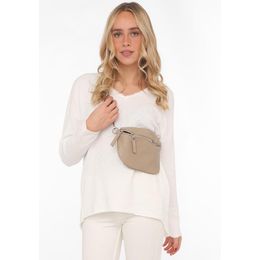Zwillingsherz Umhängetasche »XXL Crossbody Bag Leder« Große Umhängetasche mit Reißverschluss Taupe