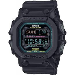 Casio G-SHOCK Chronograph Armbanduhr, Solar, Herrenuhr, digital, bis 20bar wasserd.Resinarmband schwarz-bunt Markanter Herrenchronograph
