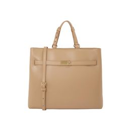 Tommy Hilfiger Henkeltasche »TH HERITAGE SATCHEL«, Damen Umhängetasche, Schultertasche mit TH-Schmuckelement beige