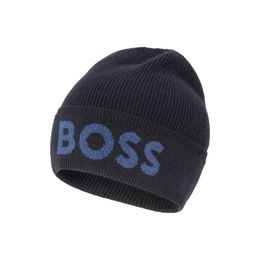 BOSS Beanie &raquo;Elio_Hat&laquo; aus Rippenstrick, Jaquard-Logo Dark Blue 404