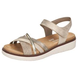 Remonte Riemchensandale, Keilabsatz, Sommerschuh, Sandalette mit herausnehmbarer Softeinlage hellgrau-goldfarben 44 44 Modische Sandale in veganer...