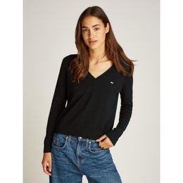 Tommy Jeans CURVE V-Ausschnitt-Pullover »TJW ESSENTIAL VNECK SWEATER EXT« in Großen Größen, V-Ausschnitt Black XXL (44) XXL (44) Cardigan von Tommy...