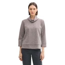 Tom Tailor Sweatshirt mit Wasserfall-Kragen deep red heringbone boucle M (38) M (38) 374 Arm Shirt für Damen von Tom Tailor