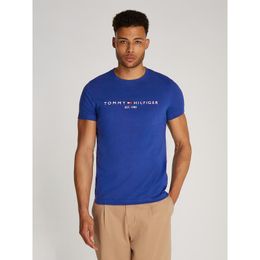 Tommy Hilfiger T-Shirt »TOMMY LOGO TEE«, aus reiner Baumwolle Wedge Blue S S Schmale Passform und Kurzarm-Design für eine schmeichelnde Silhouette