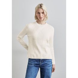 Street One Strickpullover mit markantem Strukturmuster cream white melange 38 38 Strukturpullover f&uuml;r Damen von Street One
