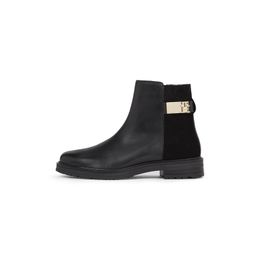 Tommy Hilfiger Stiefelette »TH LOGO LEATHER MIX CHELSEA«, Blockabsatz, Businesschuh, Boots mit TH-Schmuckelement schwarz 40 40 Stiefelette mit...