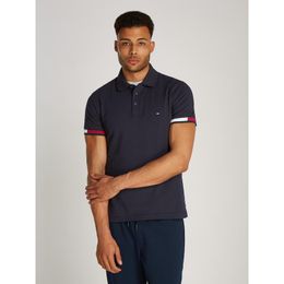 Tommy Hilfiger Poloshirt »FLAG CUFF SLIM POLO« mit Kontrast-Details Desert Sky XL XL Poloshirt von Tommy Hilfiger