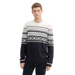 Tom Tailor Jacquardpullover mit Colorblock offwhite navy XXL XXL Strickpullover von Tom Tailor