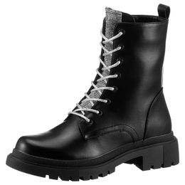 ANISTON SHOES Schnürboots, Schnürstiefelette, Stiefelette mit Glitzereinsatz - NEUE KOLLEKTION schwarz-silberfarben 39 39 Must Have aus der neuen...