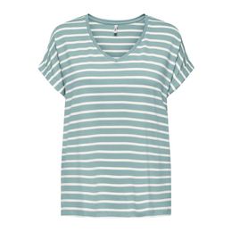 Only V-Shirt »ONLMOSTER V-NECK TOP JRS« Gray Mist Stripes:Cloud dancer XL (42) XL (42) Kurzarm und gestreifte Optik für einen trendigen Look