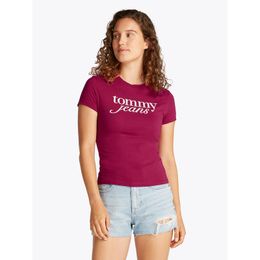Tommy Jeans T-Shirt mit Logodruck auf der Brust Brilliant Berry XS (34) XS (34) T-Shirt von Tommy Jeans