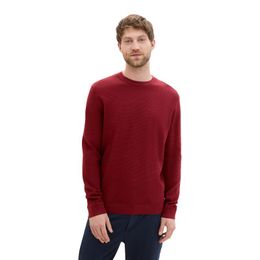 Tom Tailor Strickpullover mit Logo-Badge an der Seite burgundy dark red melange XXL XXL Pullover von Tom Tailor