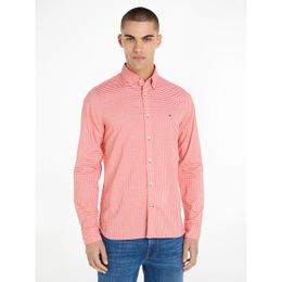 Tommy Hilfiger Karohemd »FLEX TEXTURED GINGHAM SF SHIRT« mit kleiner Logostickerei Fierce Red / Optic White L - N-Gr N-Gr L Hemd von Tommy Hilfiger...