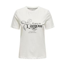 Only Kurzarmshirt »ONLKITA LIFE REG S/S BOW TOP BOX JRS« Cloud Dancer Print:L ́amour M (38) M (38) T-Shirt von Only