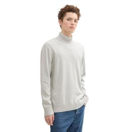 Tom Tailor Denim Rollkragenpullover mit Logo Stickerei light stone grey melange S S Pullover von Tom Tailor Denim